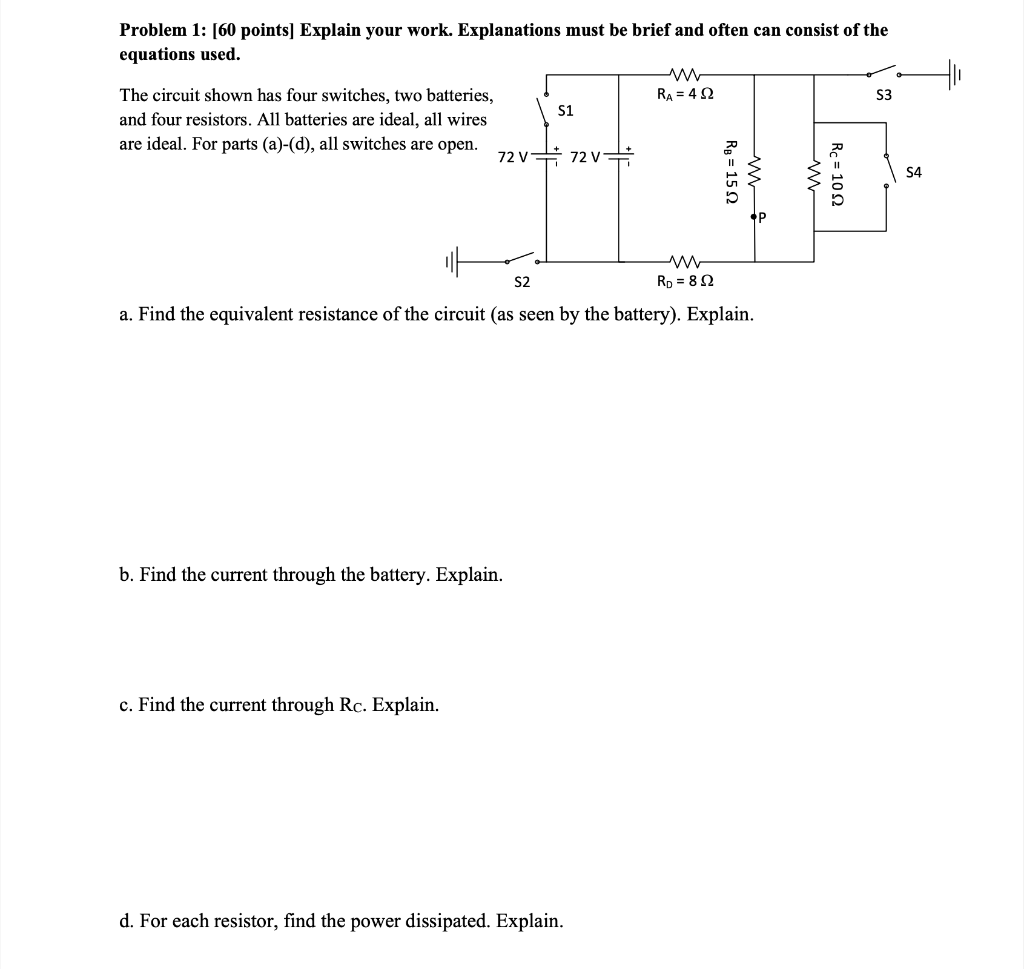 Solved Problem 1: [60 points] Explain your work. | Chegg.com