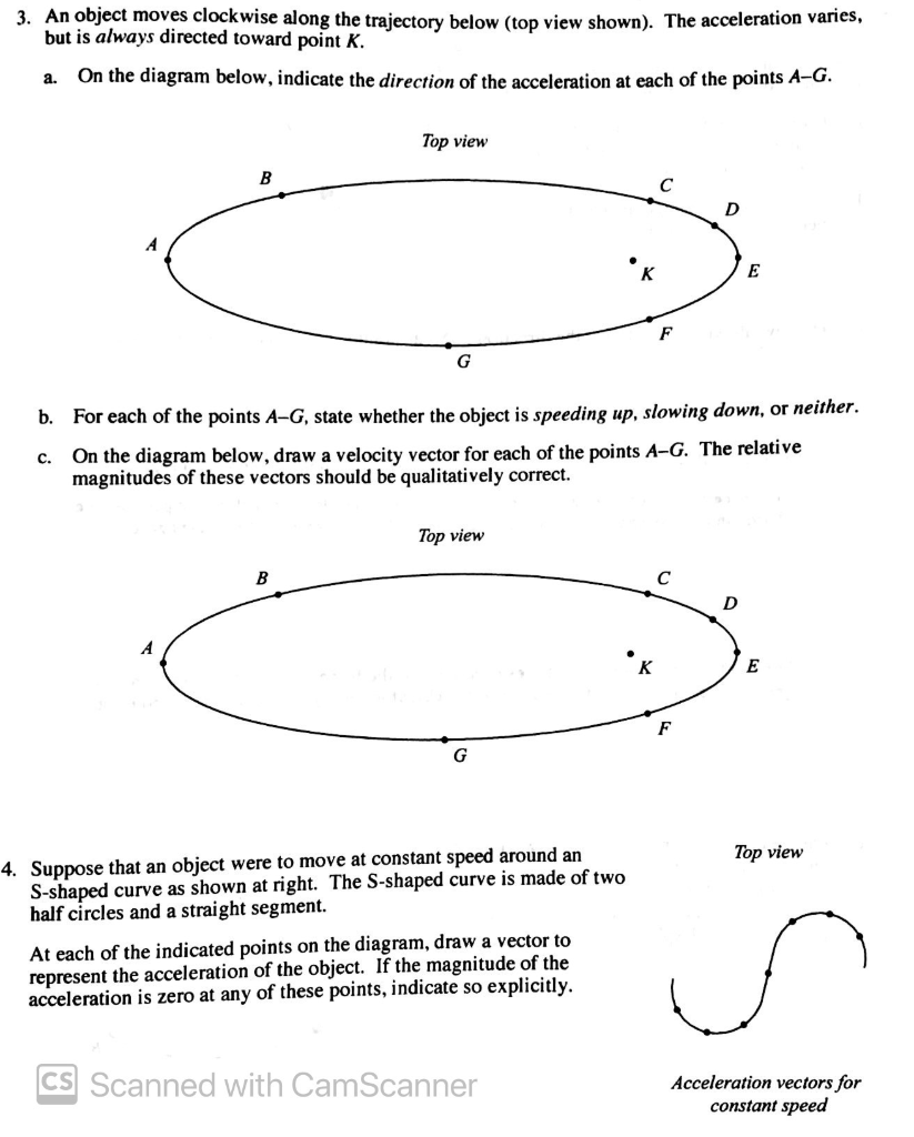 Solved 3. An object moves clockwise along the trajectory | Chegg.com