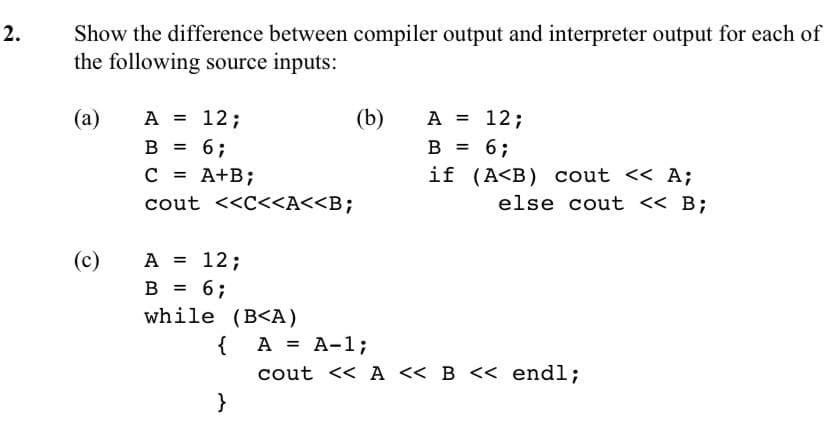 2. Show the difference between compiler output and | Chegg.com