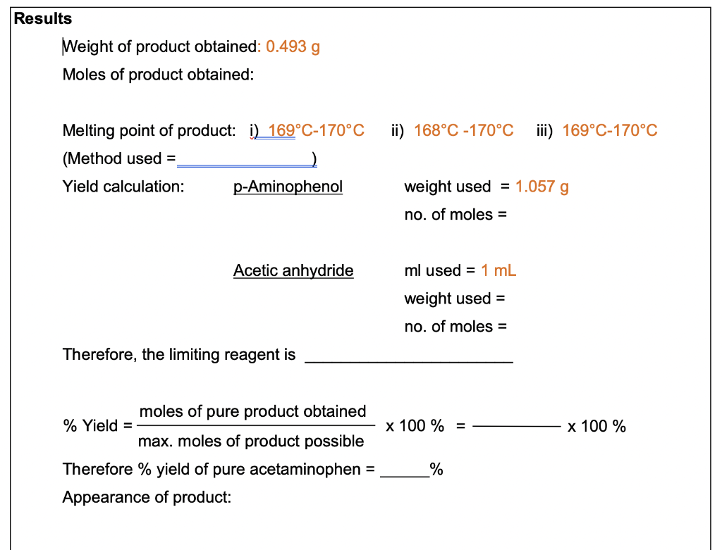 Solved Weight of product obtained: 0.493 g Moles of product | Chegg.com