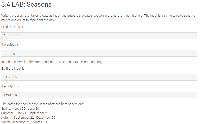 Solved Write a program that takes a date as input and | Chegg.com