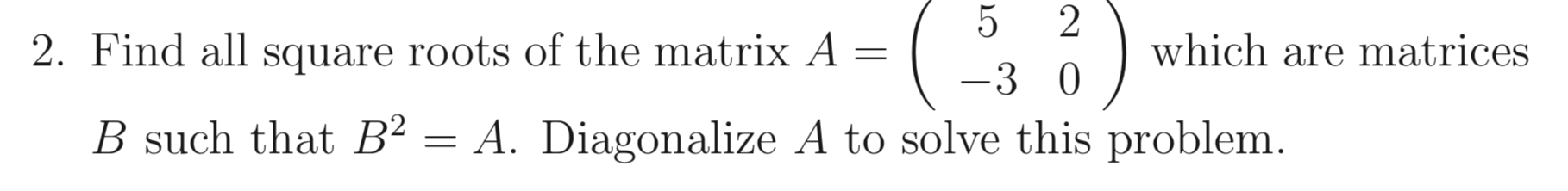 Solved = 5 2. 2. Find all square roots of the matrix A which | Chegg.com