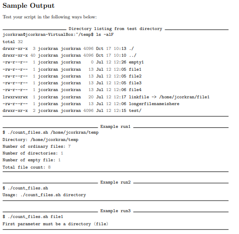 Solved Exercise 2 Write a script named count_files.sh which | Chegg.com