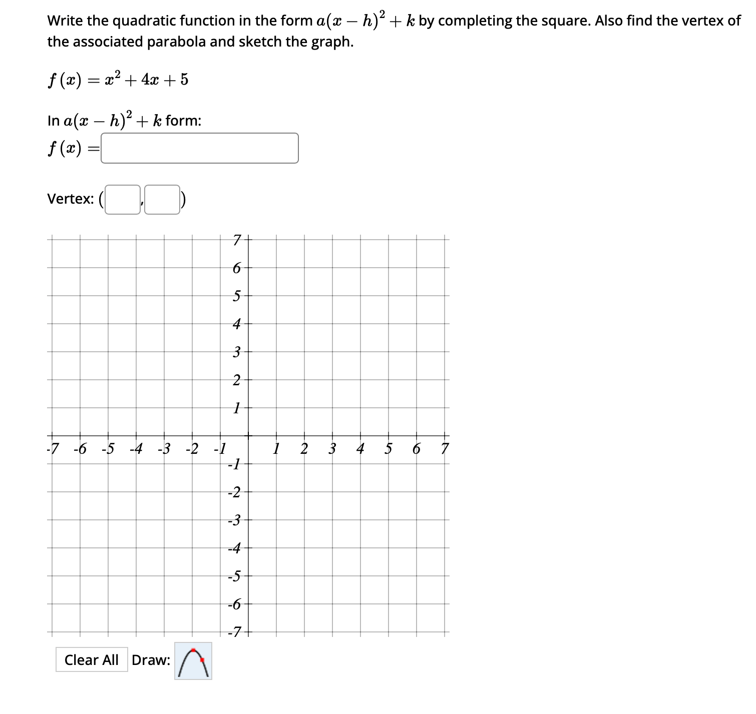 Solved Write the quadratic function in the form a(x−h)2+k by | Chegg.com