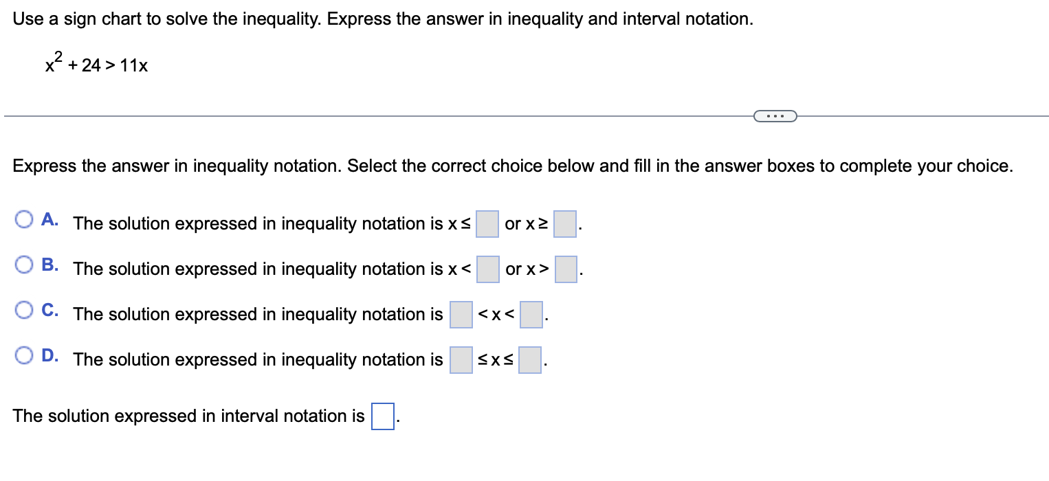 Solved Use a sign chart to solve the inequality. Express the | Chegg.com