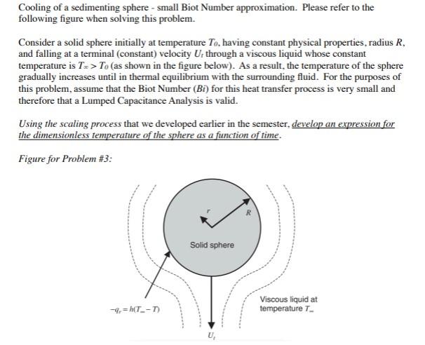 Solved Cooling of a sedimenting sphere - small Biot Number | Chegg.com