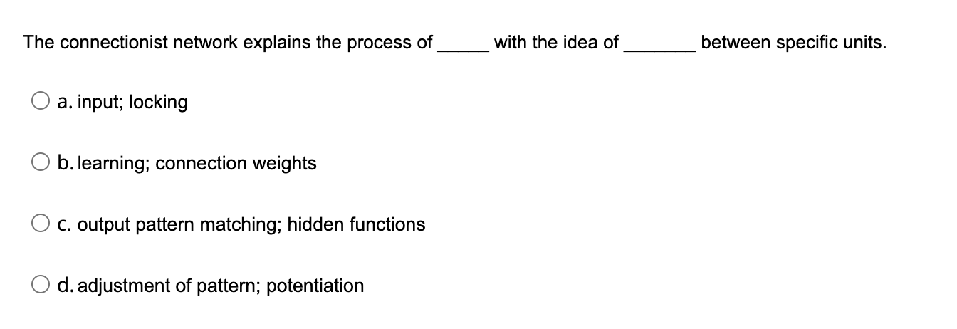 Solved The connectionist network explains the process of | Chegg.com