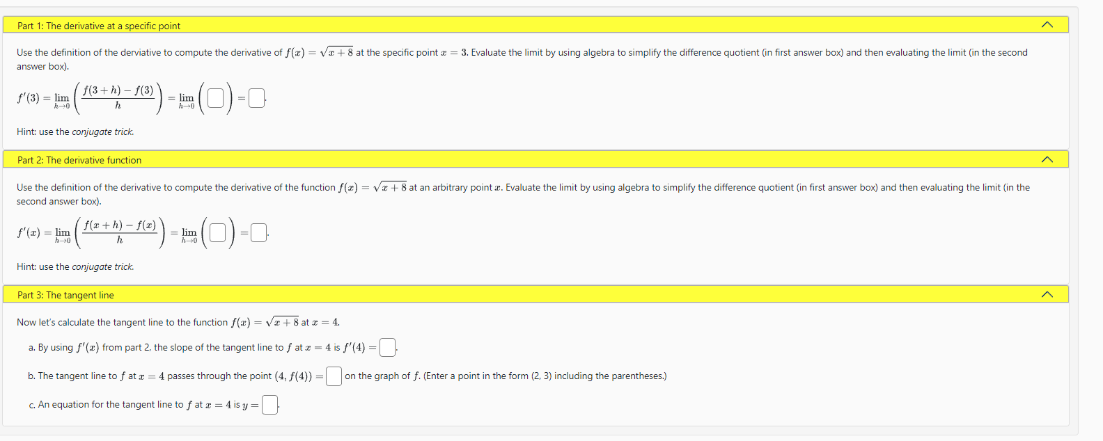 Solved answer box). f′(3)=limh→0(hf(3+h)−f(3))=limh→0( )= | Chegg.com