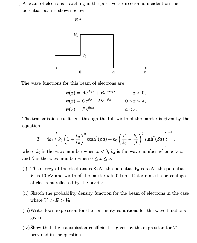 Solved A beam of electrons travelling in the positive x | Chegg.com