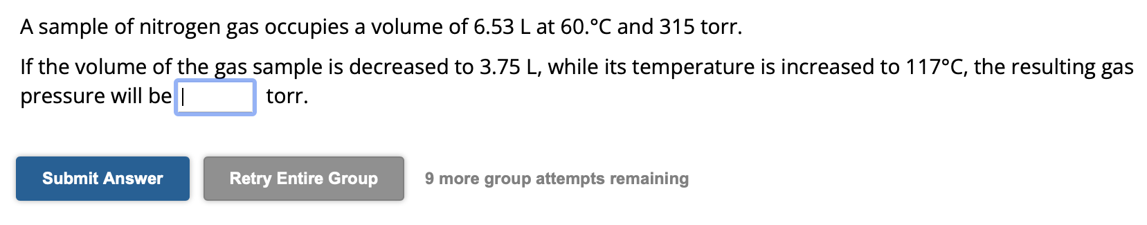 Solved A sample of nitrogen gas occupies a volume of 6.53 L | Chegg.com
