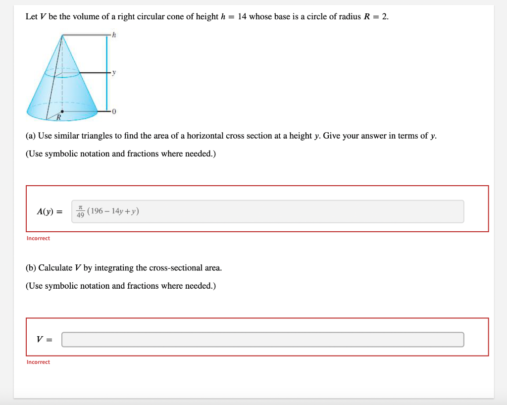Solved Let V be the volume of a right circular cone of | Chegg.com