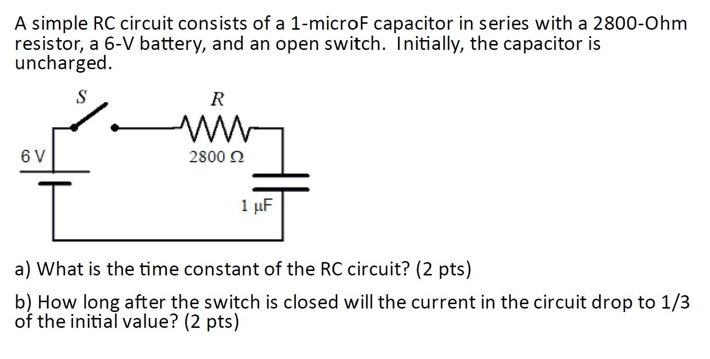 Solved A simple RC circuit consists of a 1-microF capacitor | Chegg.com