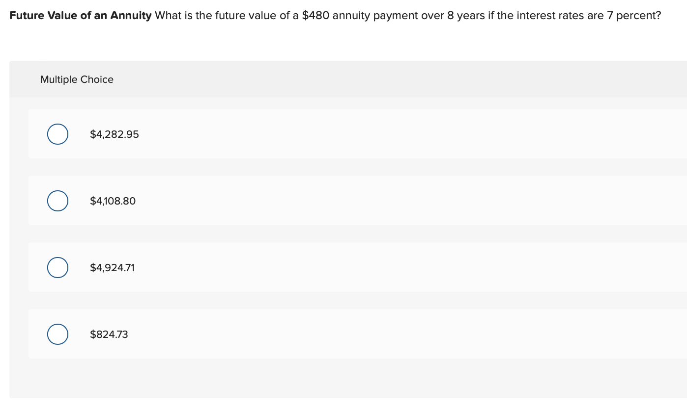 Solved Future Value of an Annuity What is the future value | Chegg.com