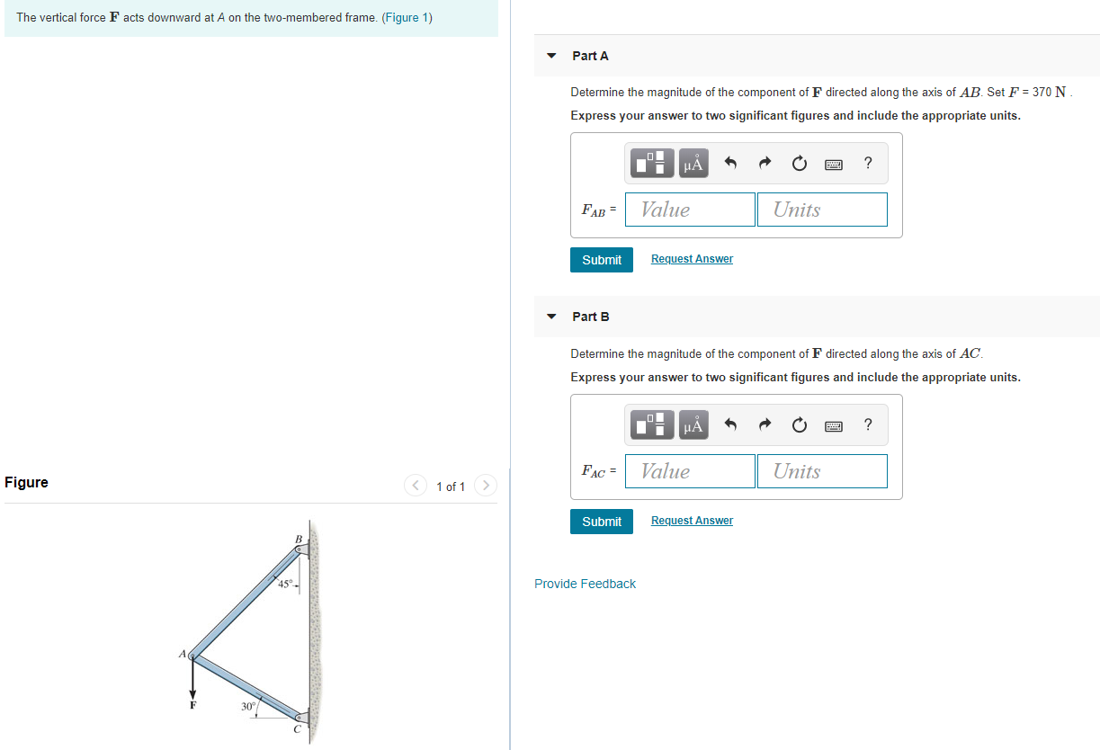 Solved The vertical force F acts downward at A on the | Chegg.com