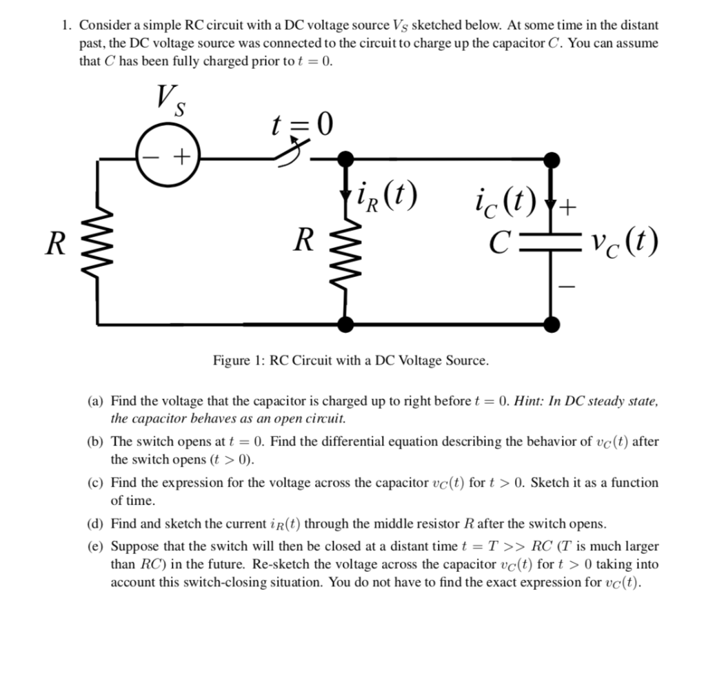 Solved 1. Consider a simple RC circuit with a DC voltage | Chegg.com