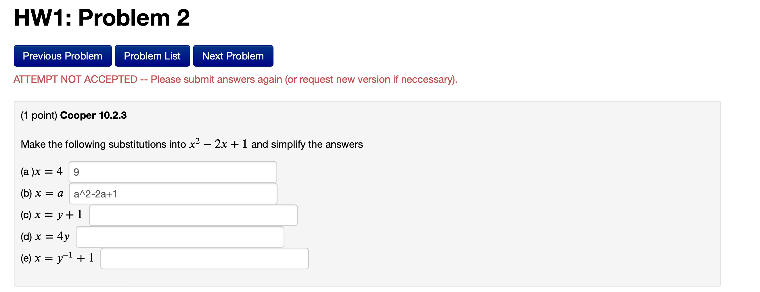 Solved HW1: Problem 2 Previous Problem Problem List Next | Chegg.com