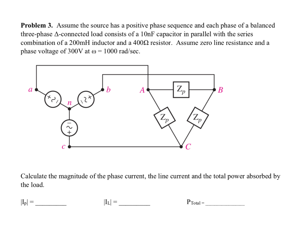 Solved Problem 3. Assume the source has a positive phase | Chegg.com