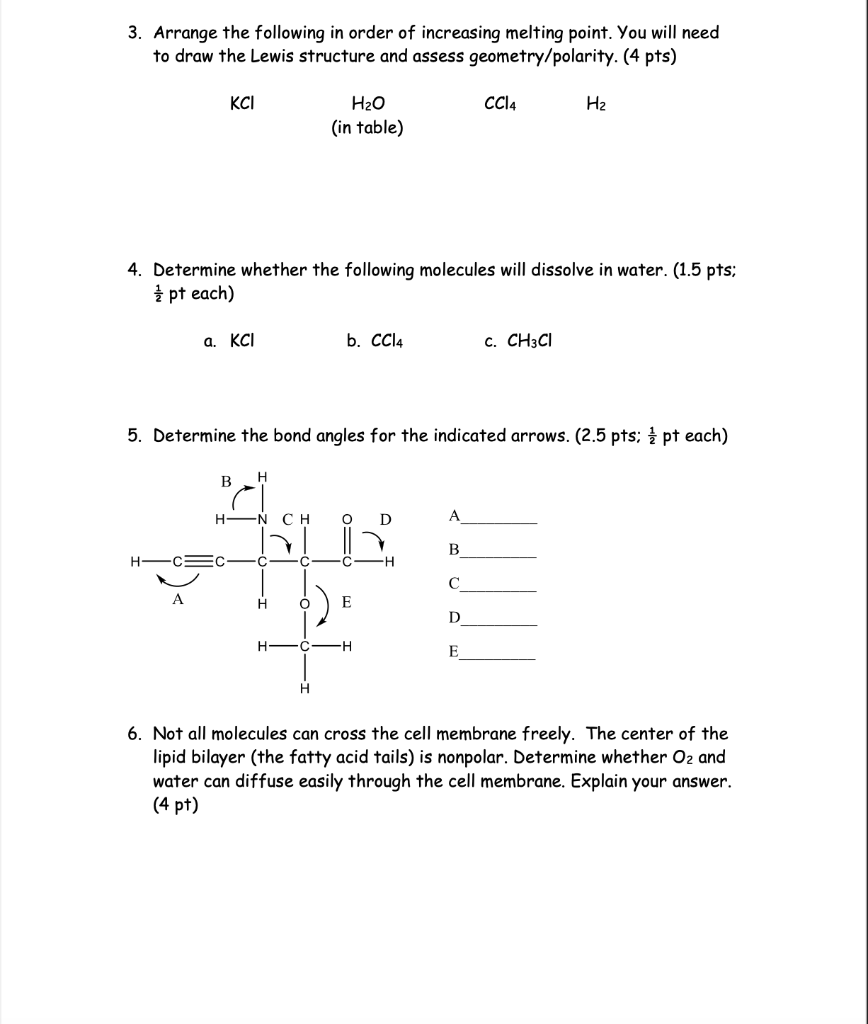 Solved 3. Arrange the following in order of increasing | Chegg.com