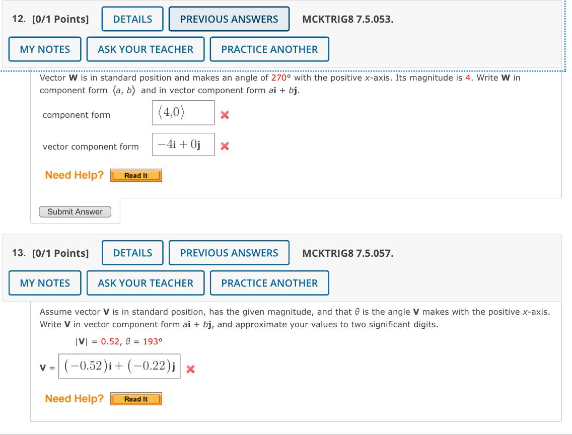Vector W is in standard position and makes an angle | Chegg.com