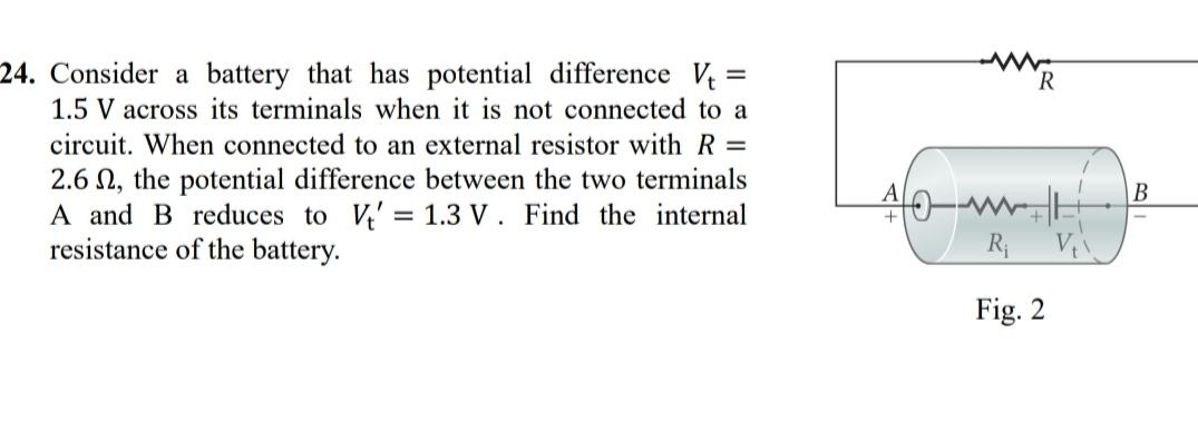 Solved 4. Consider a battery that has potential difference | Chegg.com