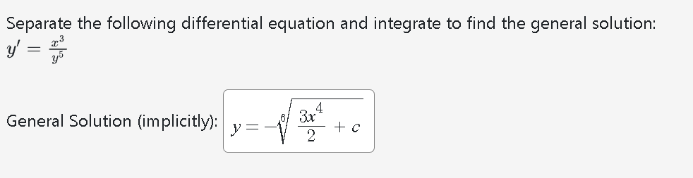 Solved Separate the following differential equation and | Chegg.com