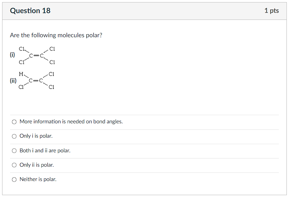 Solved Are the following molecules polar? (i) (ii More | Chegg.com