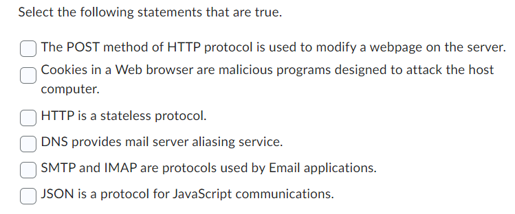 Solved Select the following statements that are true. The | Chegg.com