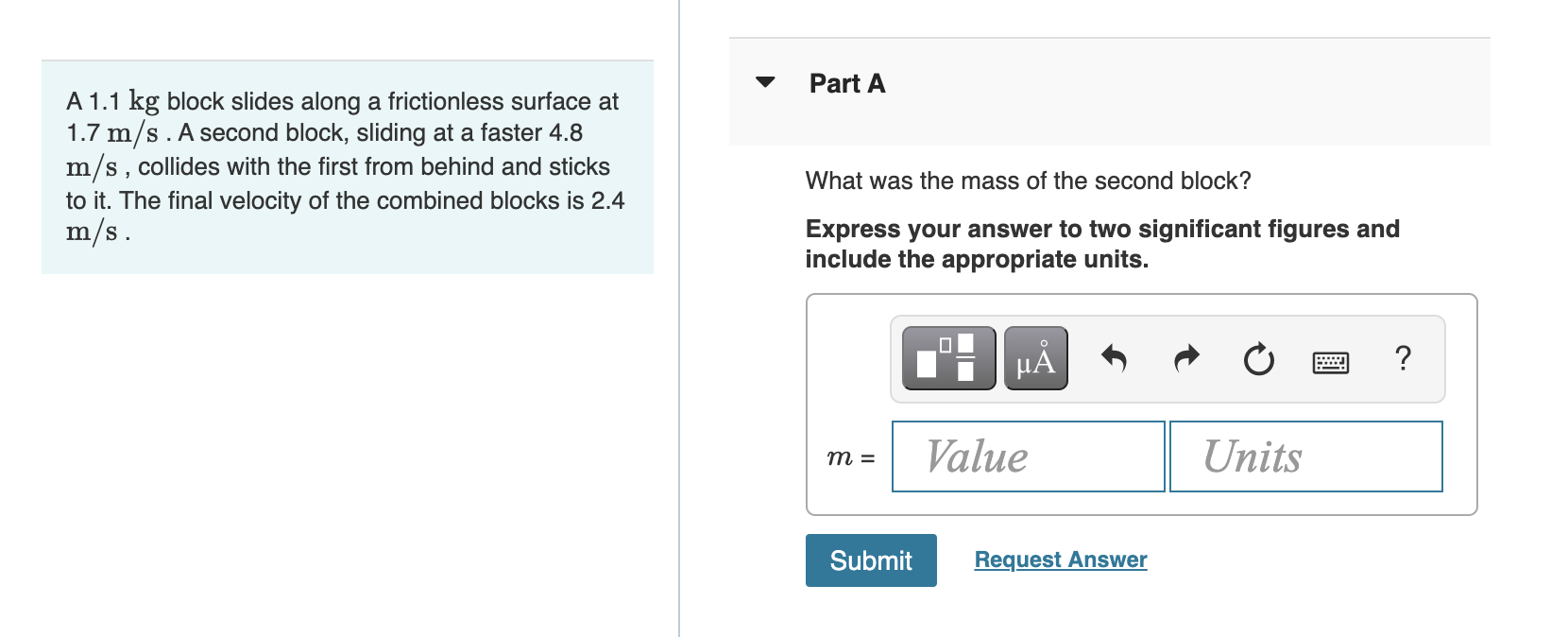 Solved A 1.1 kg block slides along a frictionless surface at | Chegg.com