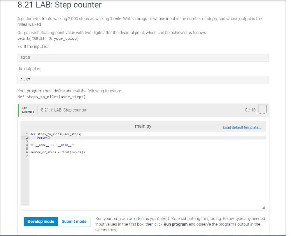 Solved: 8.21 Lab Step Counter: Need Help With This Functio... | Chegg.com