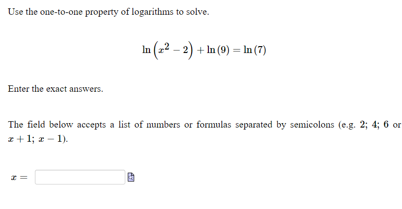 Solved Use the one-to-one property of logarithms to | Chegg.com