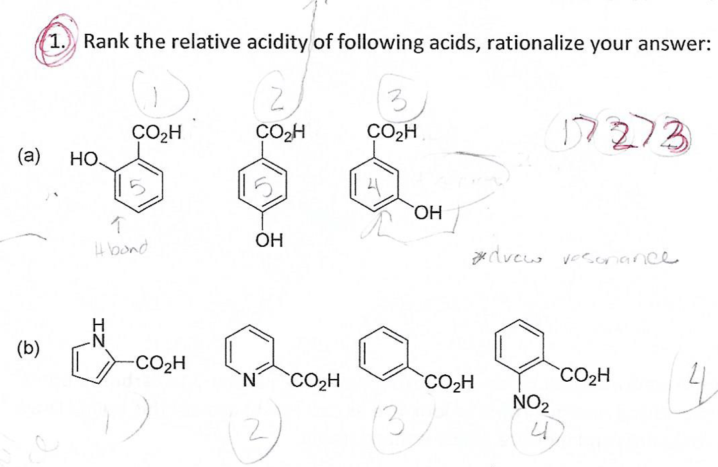 Solved Rank the relative acidity of following acids and | Chegg.com