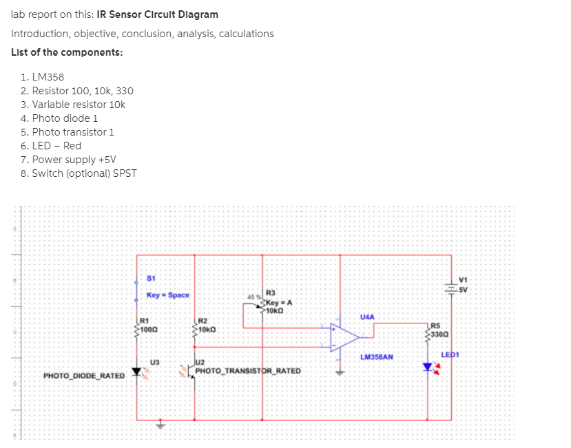 Solved lab report on this: IR Sensor Circuit Diagram | Chegg.com