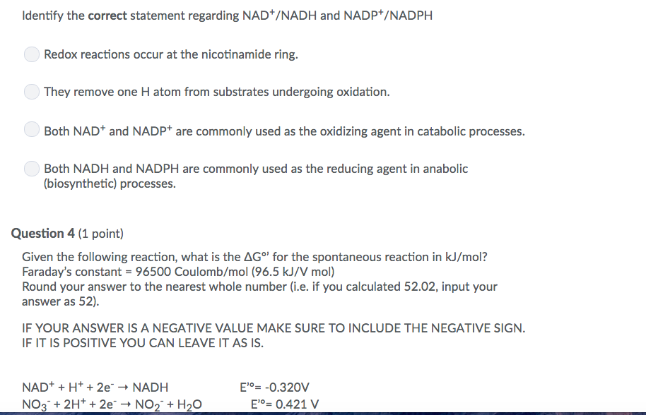 Solved Identify the correct statement regarding NAD*/NADH | Chegg.com