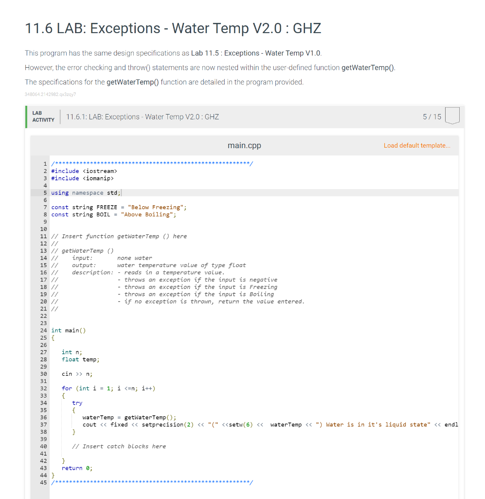 Solved 116 Lab Exceptions Water Temp V20 Ghz This 