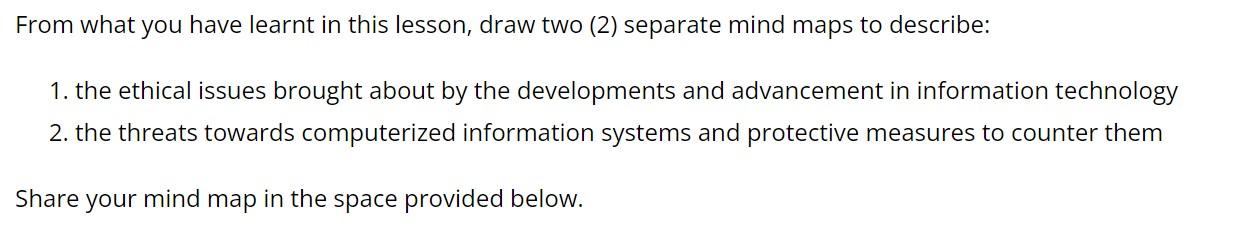 Solved From what you have learnt in this lesson, draw two | Chegg.com