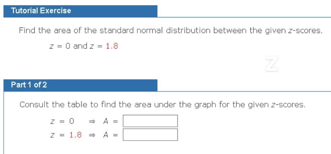 Solved Tutorial Exercise Find the area of the standard | Chegg.com