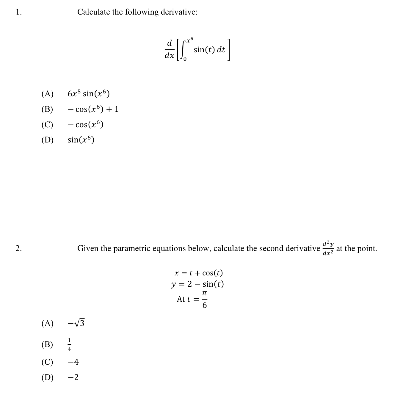 Solved 1. Calculate the following derivative: | Chegg.com
