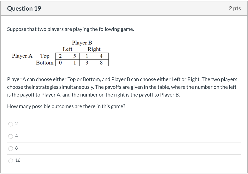 Solved Question 19 2 pts Suppose that two players are | Chegg.com