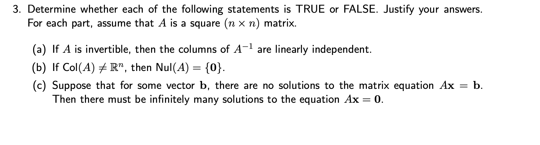 Solved Determine whether each of the following statements is | Chegg.com