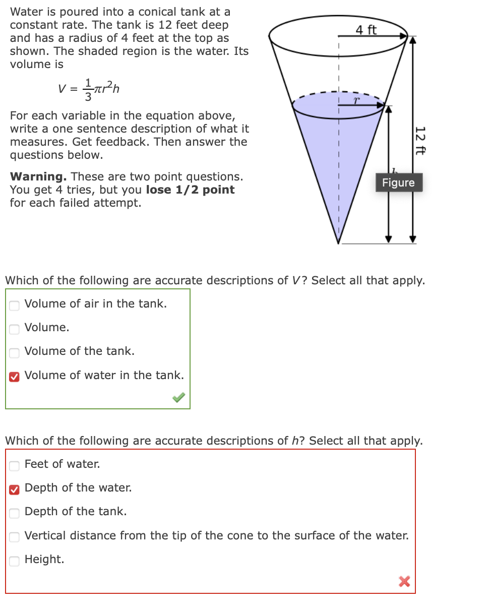 Solved Water is poured into a conical tank at a constant | Chegg.com