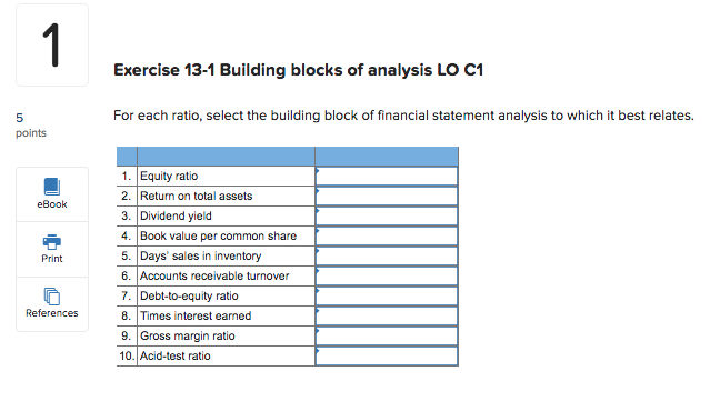 Solved Exercise 13-1 Building blocks of analysis LO C1 For | Chegg.com