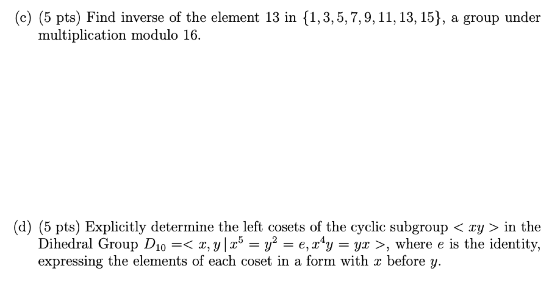 Solved (c) (5 pts) Find inverse of the element 13 in | Chegg.com