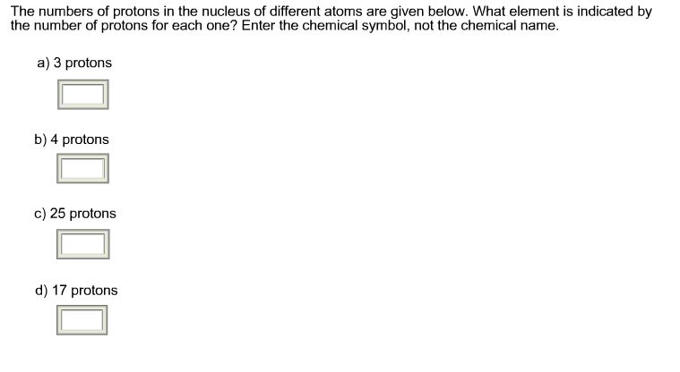 Solved The numbers of protons in the nucleus of different | Chegg.com