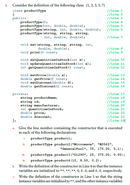 Solved Complete the implementation of the productType class | Chegg.com