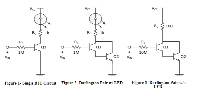 Solved Figure 1- Single BJT Circuit Figure 2-Darlington Pair | Chegg.com