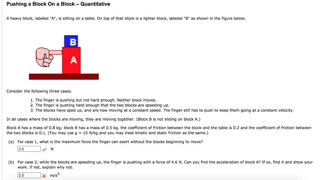 Solved Pushing a Block On a Block - Quantitative A heavy | Chegg.com