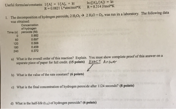 Solved Useful formulas constants: 1/[A] = 1/[A]_0 + kt | Chegg.com