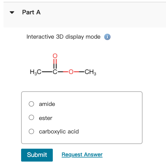 Solved Part A Interactive 3D display mode 요 U H2C-0-0-CH3 | Chegg.com