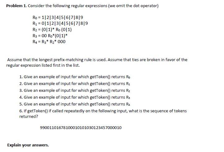 Solved What sequence of tokens will the string in problem 1. | Chegg.com