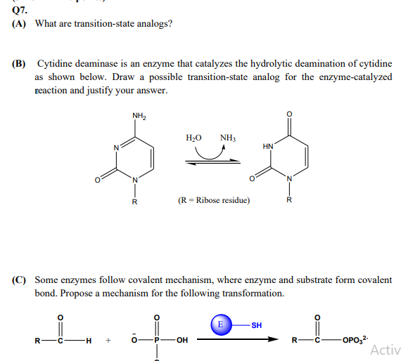 Solved Q7. (A) What are transition-state analogs? (B) | Chegg.com